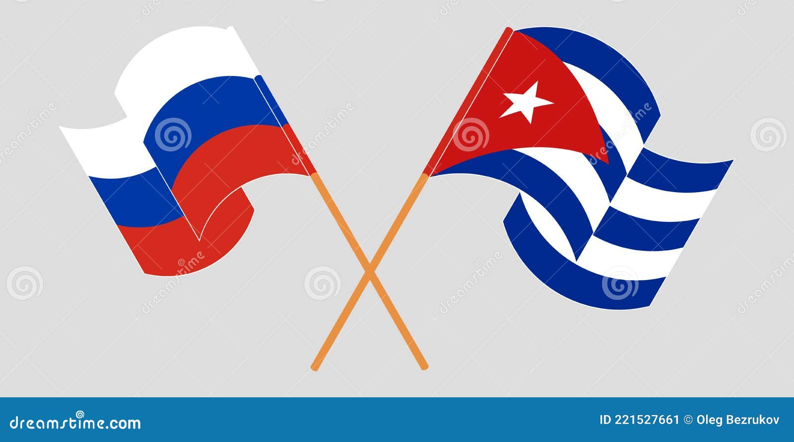 Crossed and Waving Flags of Cuba and Russia Stock Vector - Illustration ...