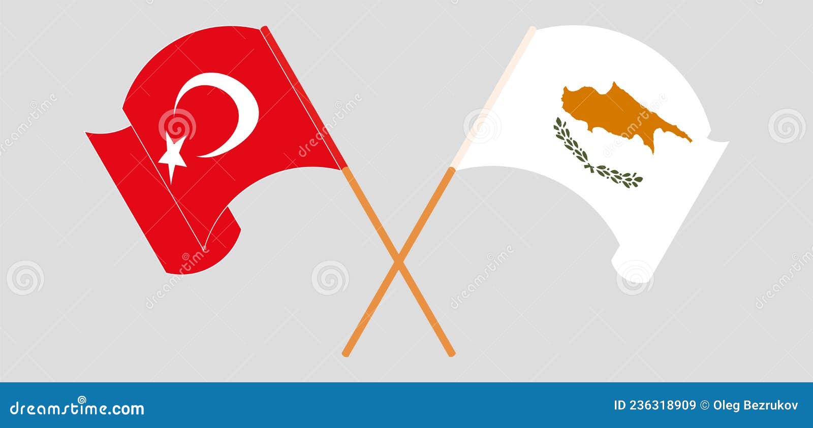 Crossed and Waving Flags of Cyprus and Turkey Stock Vector ...