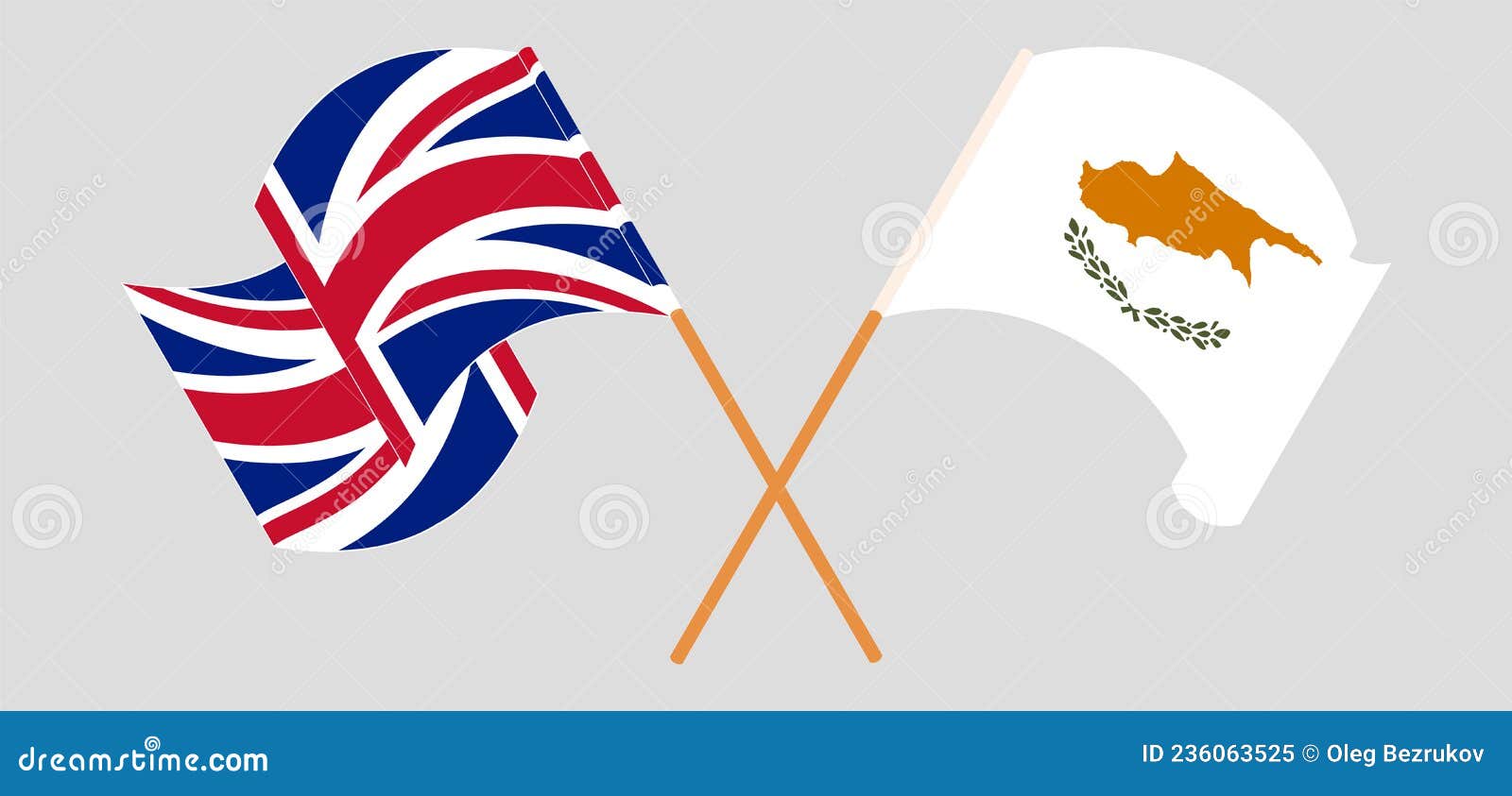 Crossed and Waving Flags of Cyprus and the UK Stock Vector ...