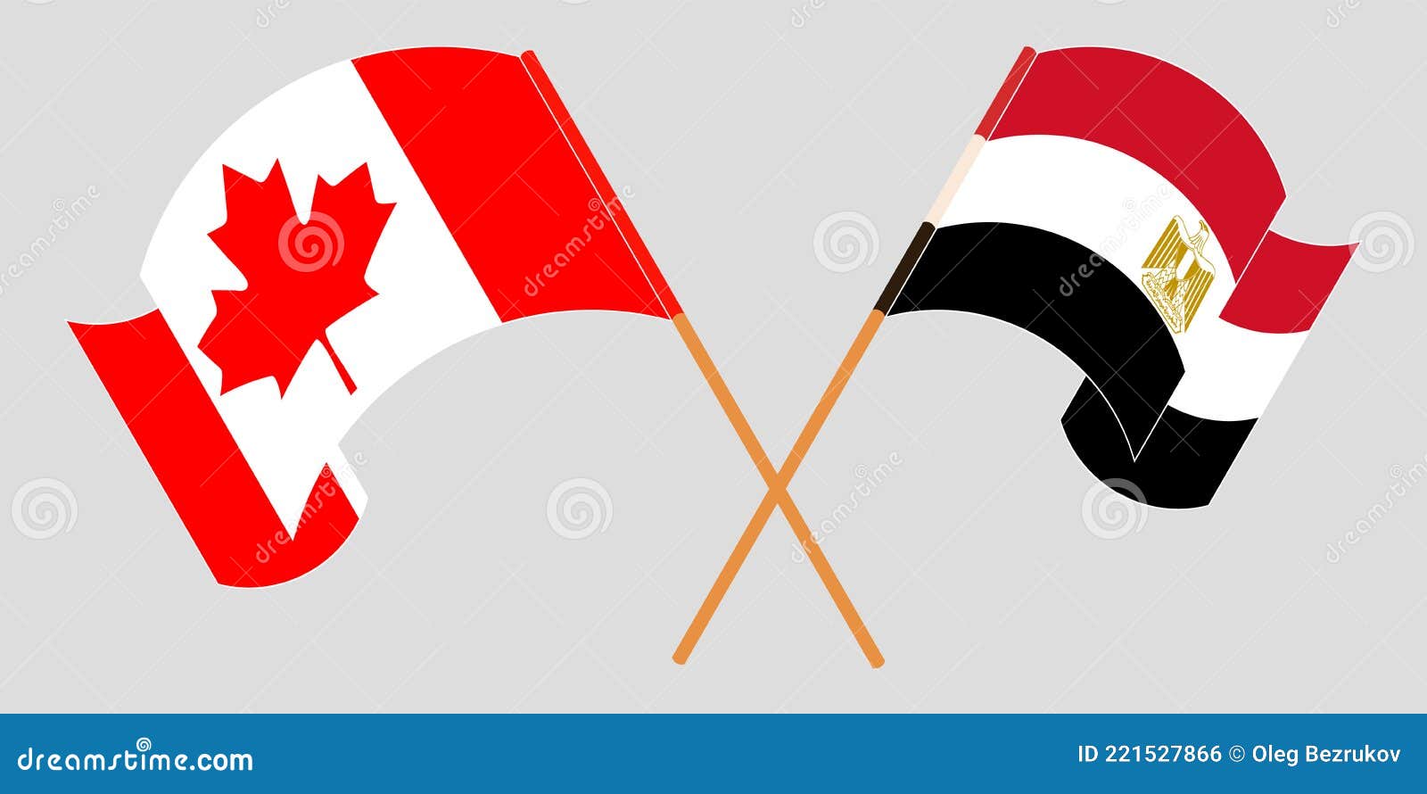 Crossed and Waving Flags of Egypt and Canada Stock Vector ...