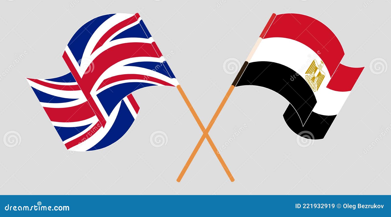 Crossed and Waving Flags of Egypt and the UK Stock Vector ...
