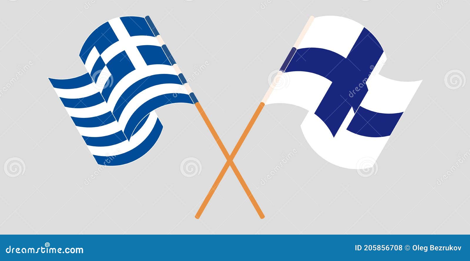 Crossed and Waving Flags of Greece and Finland Stock Vector ...