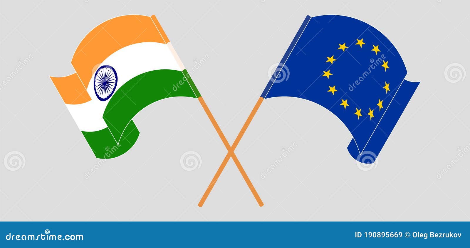Crossed and Waving Flags of India and the EU Stock Vector ...
