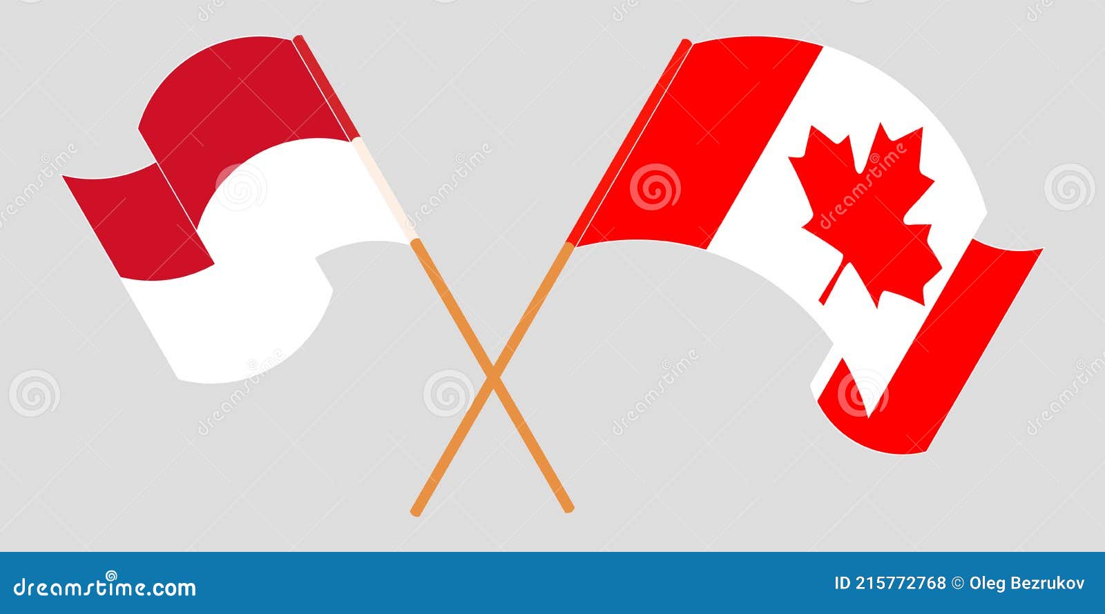 Crossed and Waving Flags of Indonesia and Canada Stock Vector ...