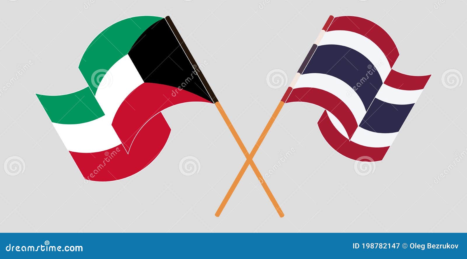 Crossed and Waving Flags of Kuwait and Thailand Stock Vector ...
