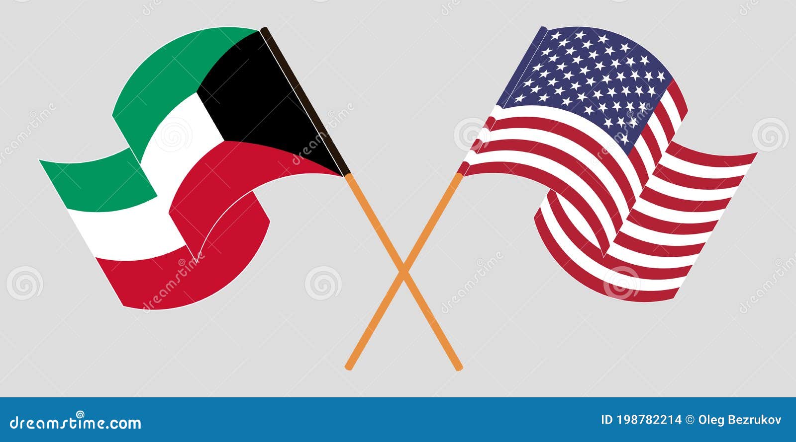 Crossed and Waving Flags of Kuwait and the USA Stock Vector ...