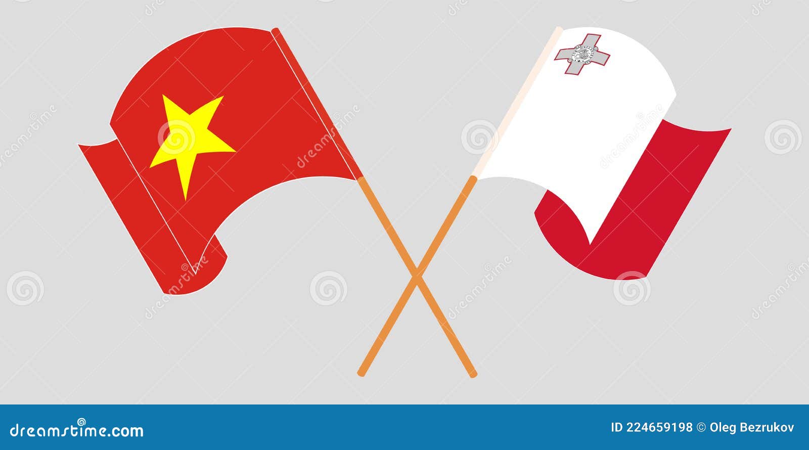 Crossed and Waving Flags of Malta and Vietnam Stock Vector ...