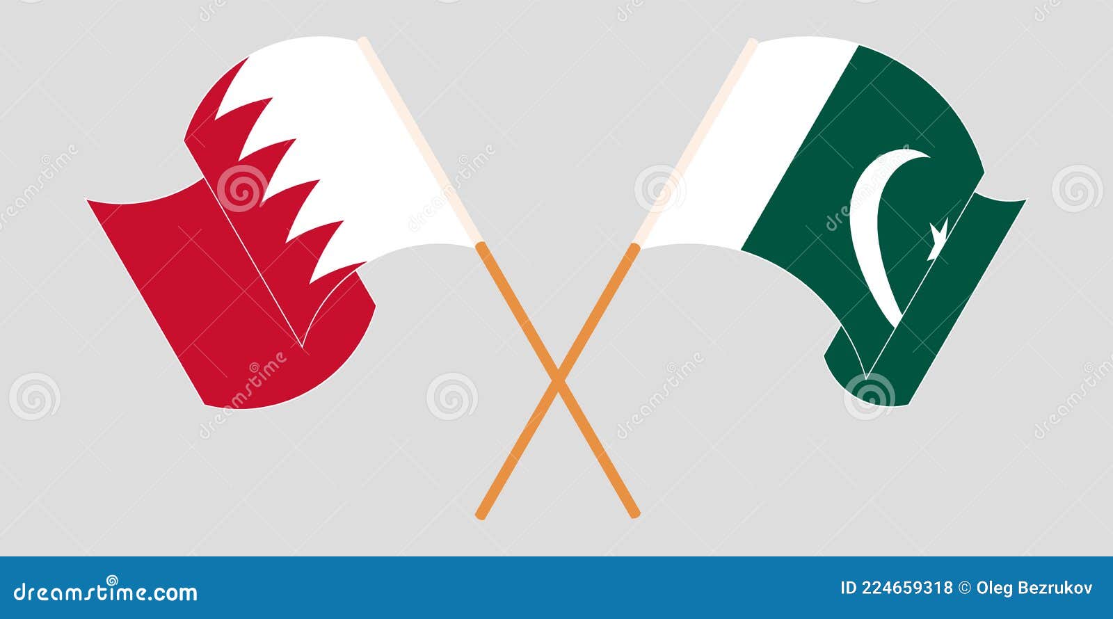 Crossed and Waving Flags of Pakistan and Bahrain Stock Vector ...