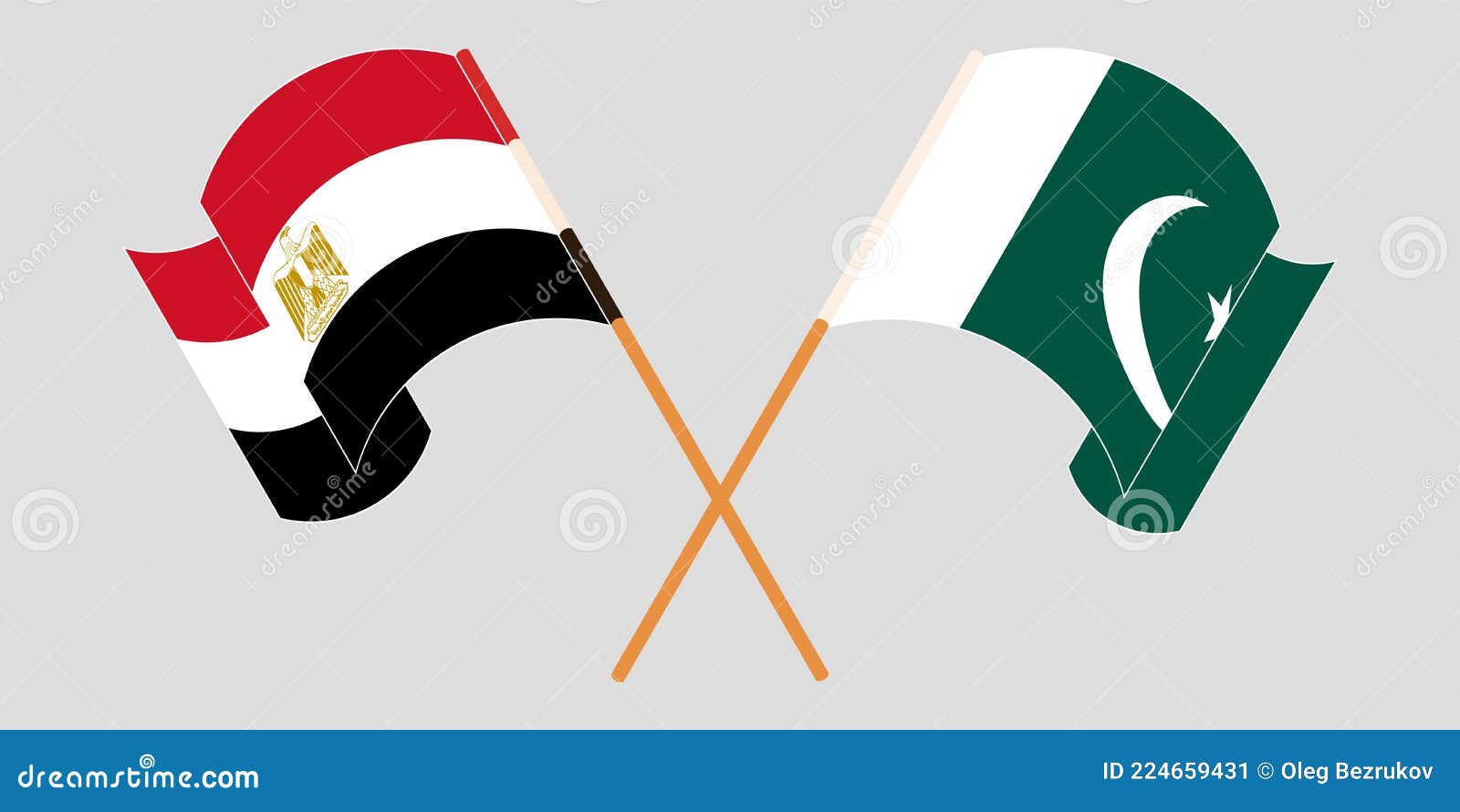 Crossed and Waving Flags of Pakistan and Egypt Stock Vector ...