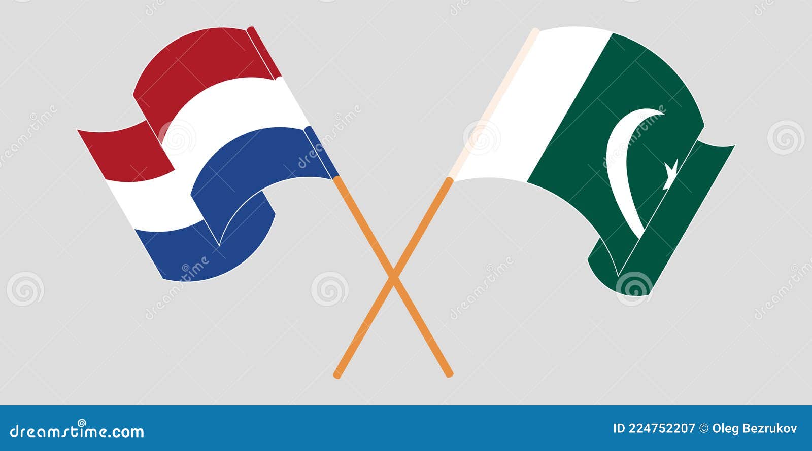 Crossed and Waving Flags of Pakistan and the Netherlands Stock Vector ...