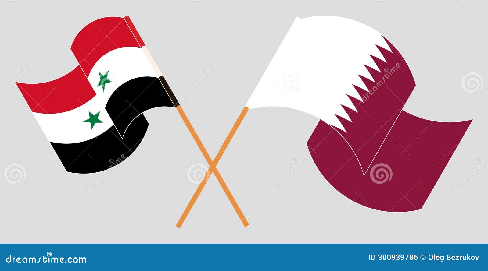 Crossed and Waving Flags of Syria and Qatar Stock Vector - Illustration ...