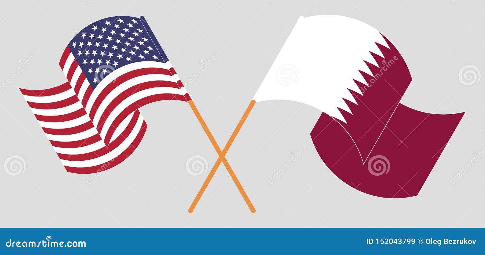 Crossed and Waving Flags of the USA and Qatar Stock Vector ...