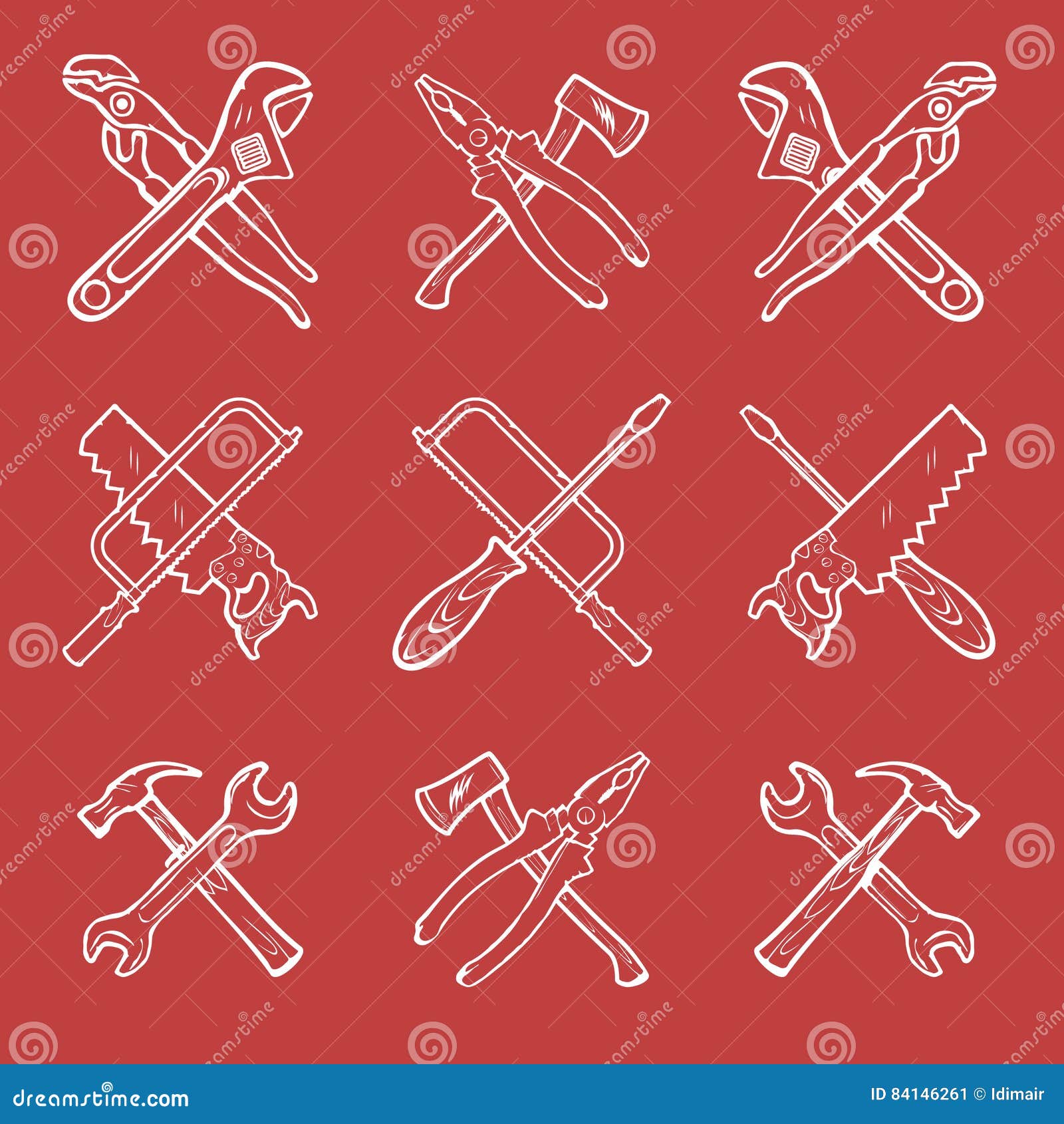 Crossed work tools vector stock vector. Illustration of work - 84146261