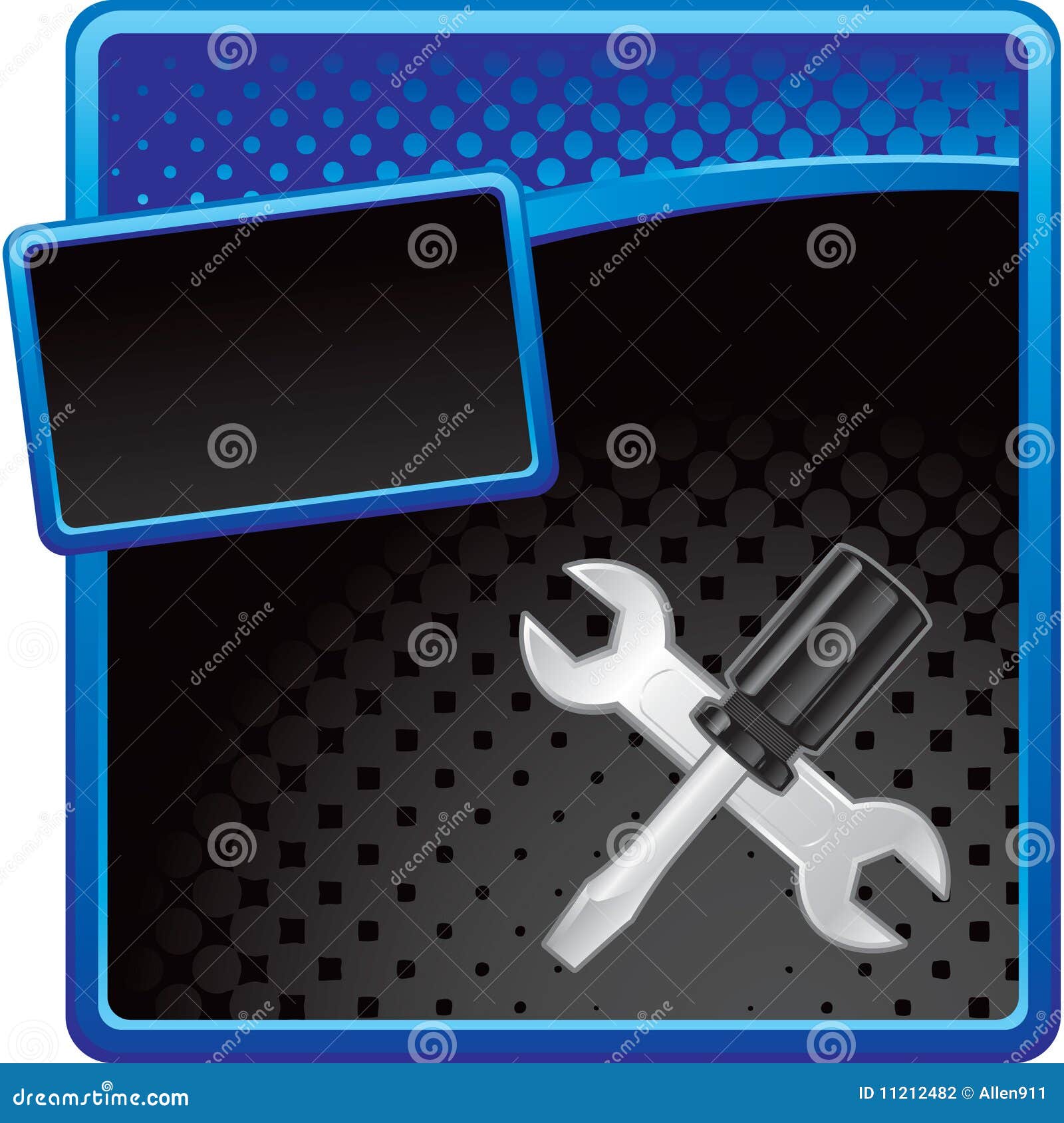 Crossed Wrench and Screwdriver on Halftone Banner Stock Vector ...