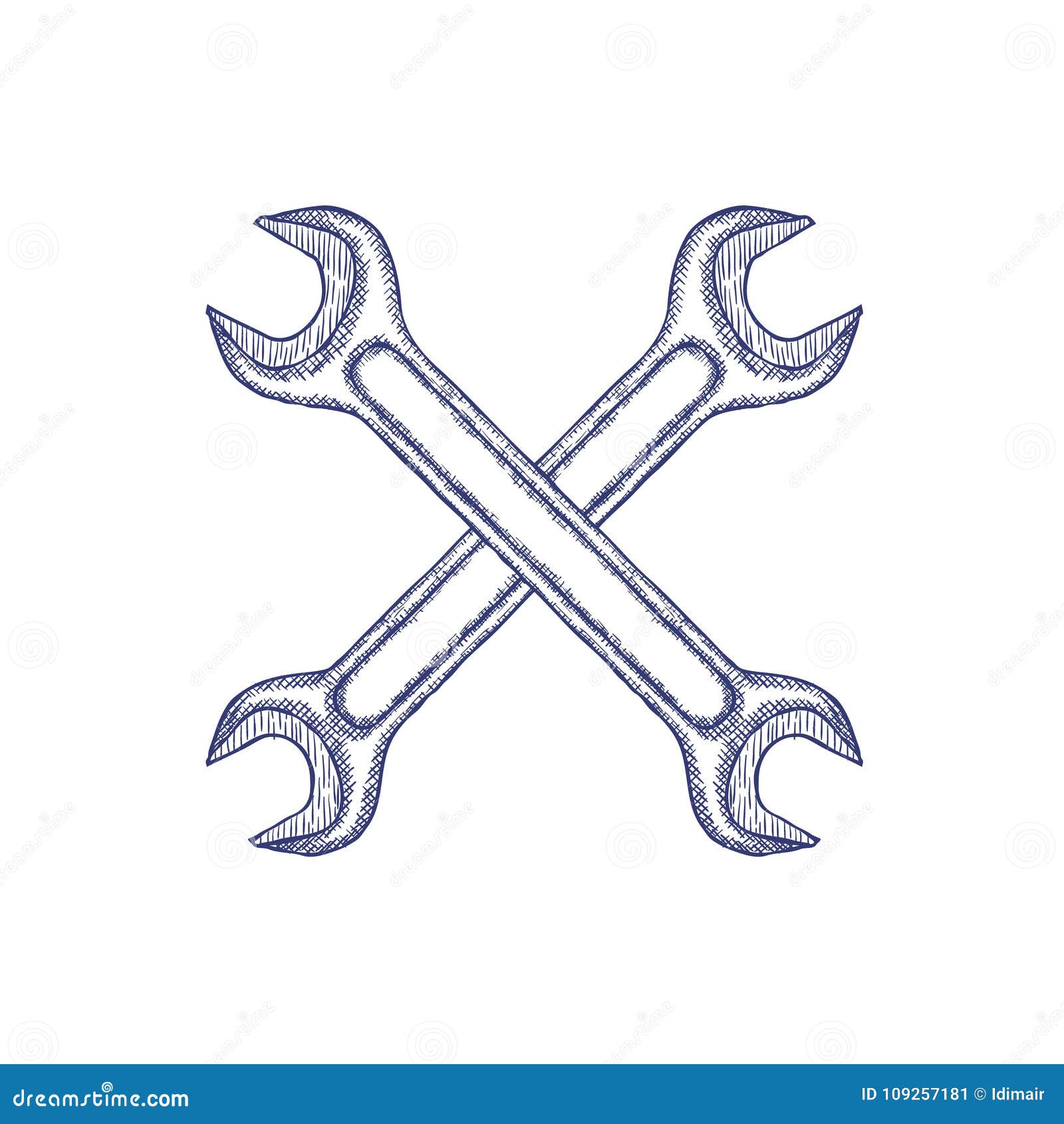 Crossed Wrenches Isolated on White Background. Vector Stock Vector ...