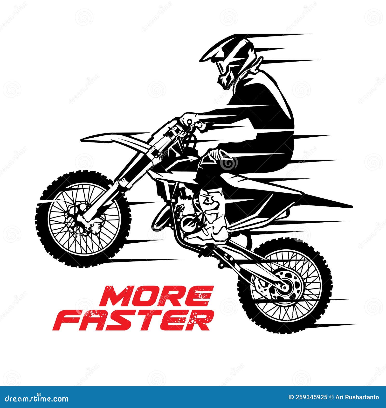 Motocross Racing Vector Illustration in Retro Vintage Design Stock ...