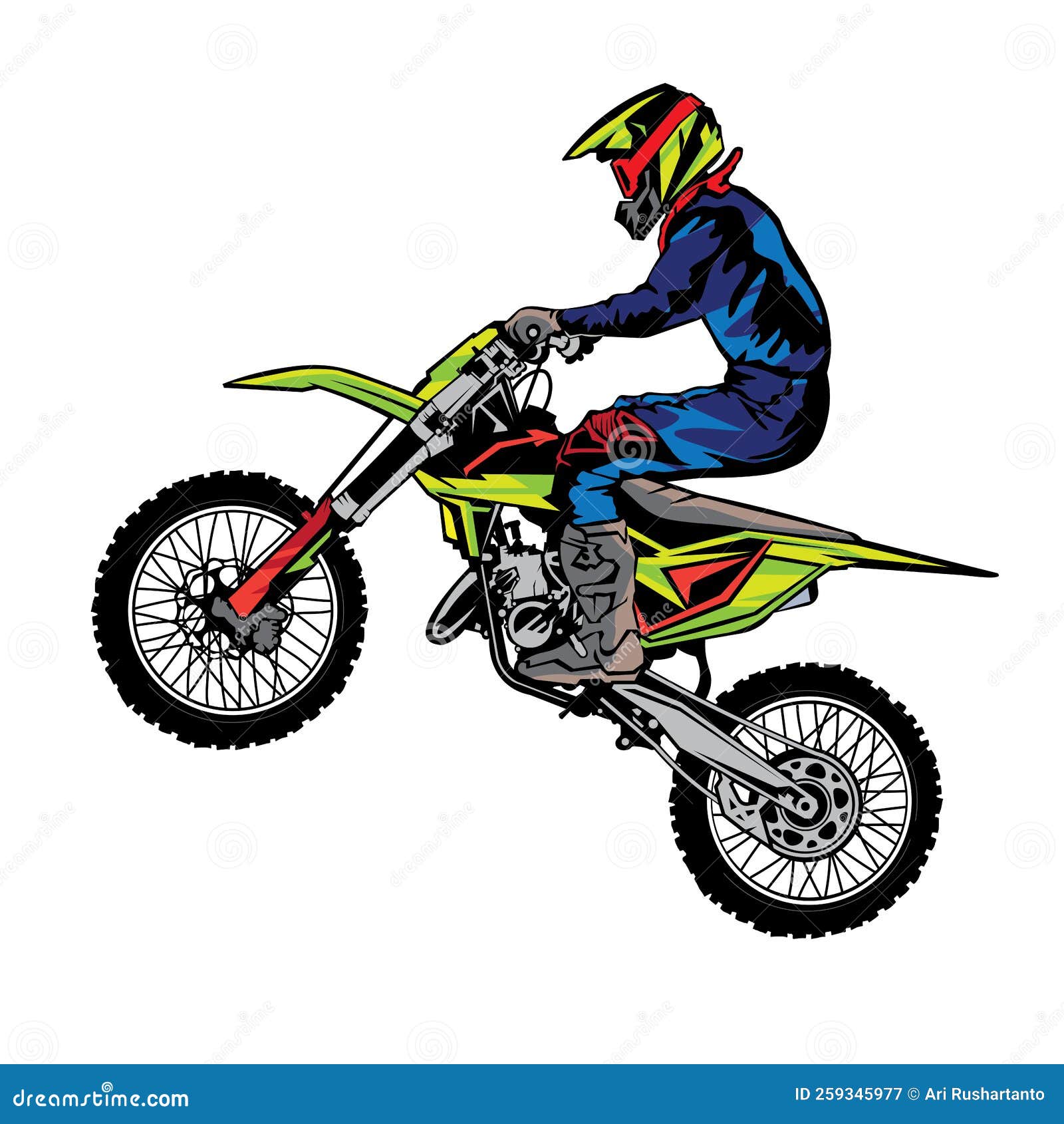 Motocross Racing Vector Illustration in Retro Vintage Design Stock ...
