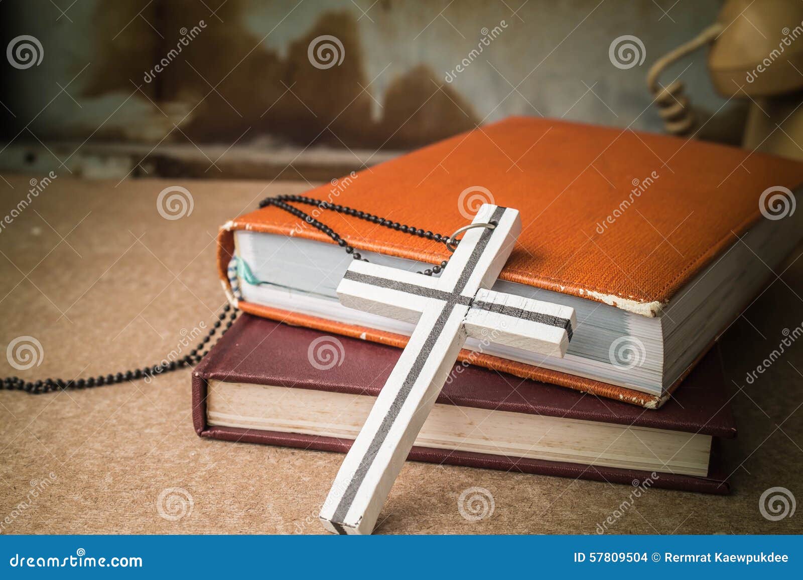 Crosses on a books stock photo. Image of faith, aged - 57809504