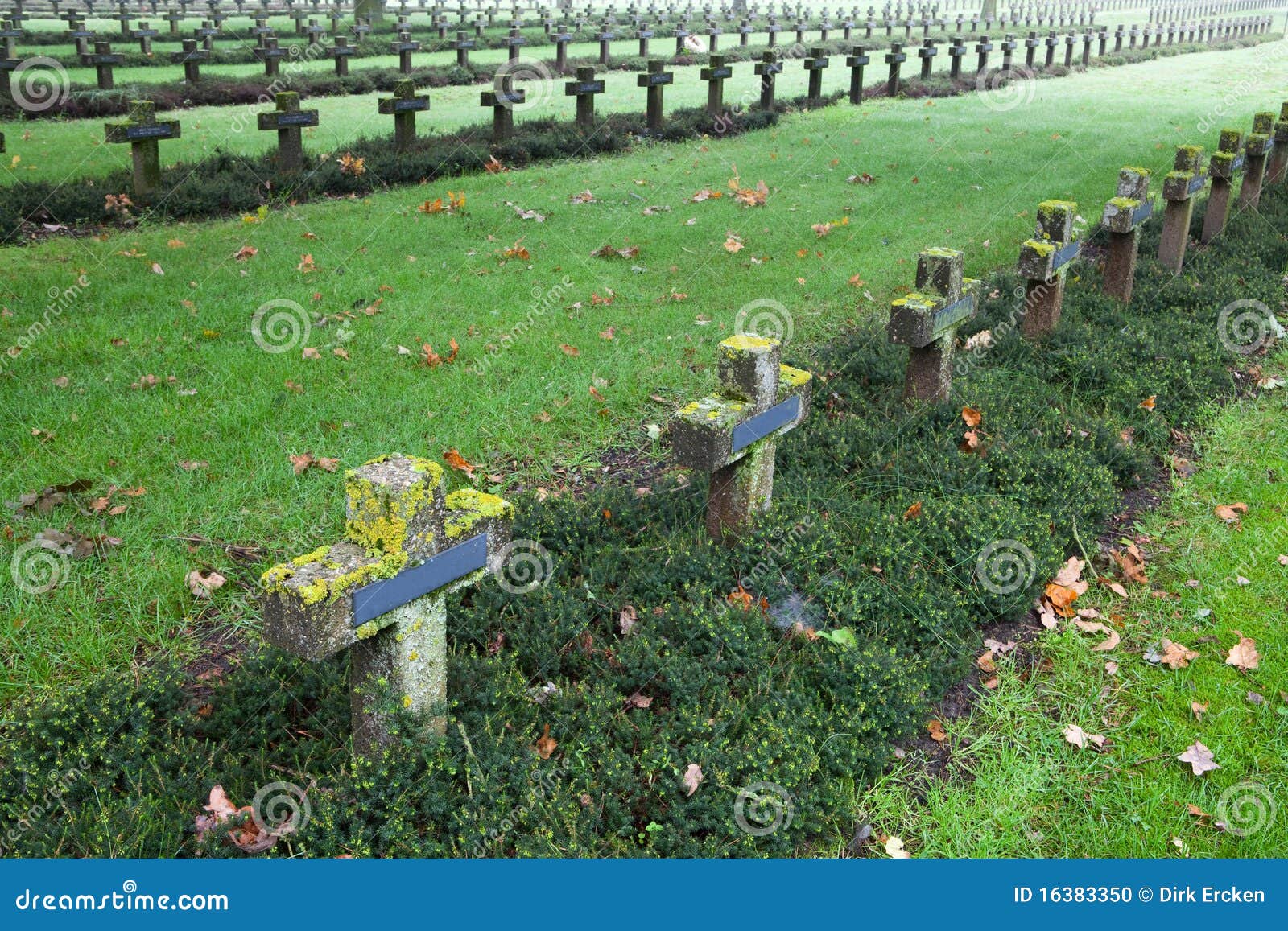 Crosses at Cemetery in Autumn Mist Stock Photo - Image of burial ...