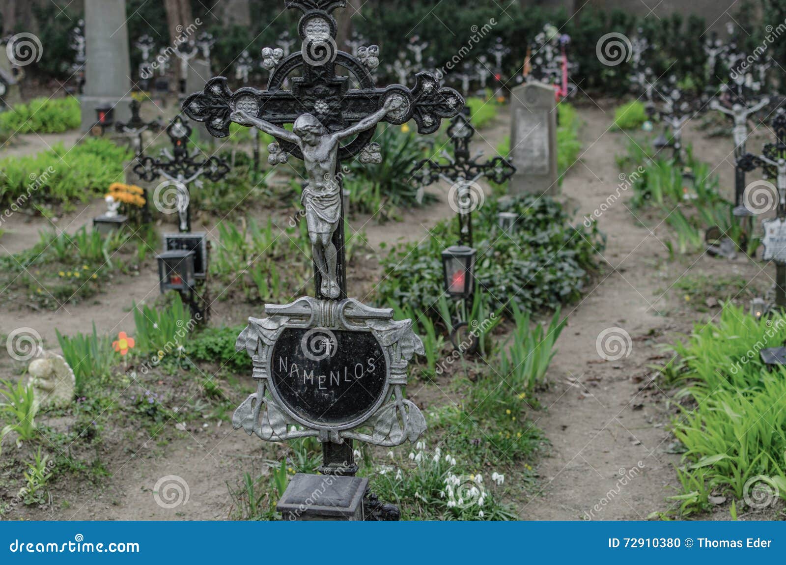 Crosses on Cemetery of Nameless Stock Photo - Image of catholic, creepy ...