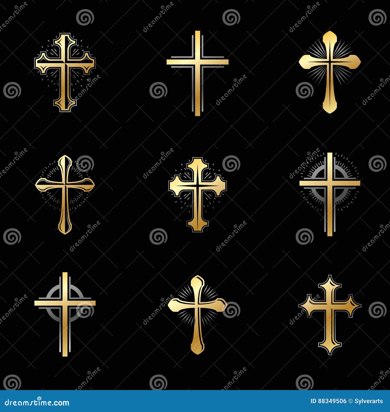 Crosses of Christianity Emblems Set. Heraldic Vector Design Elem Stock ...