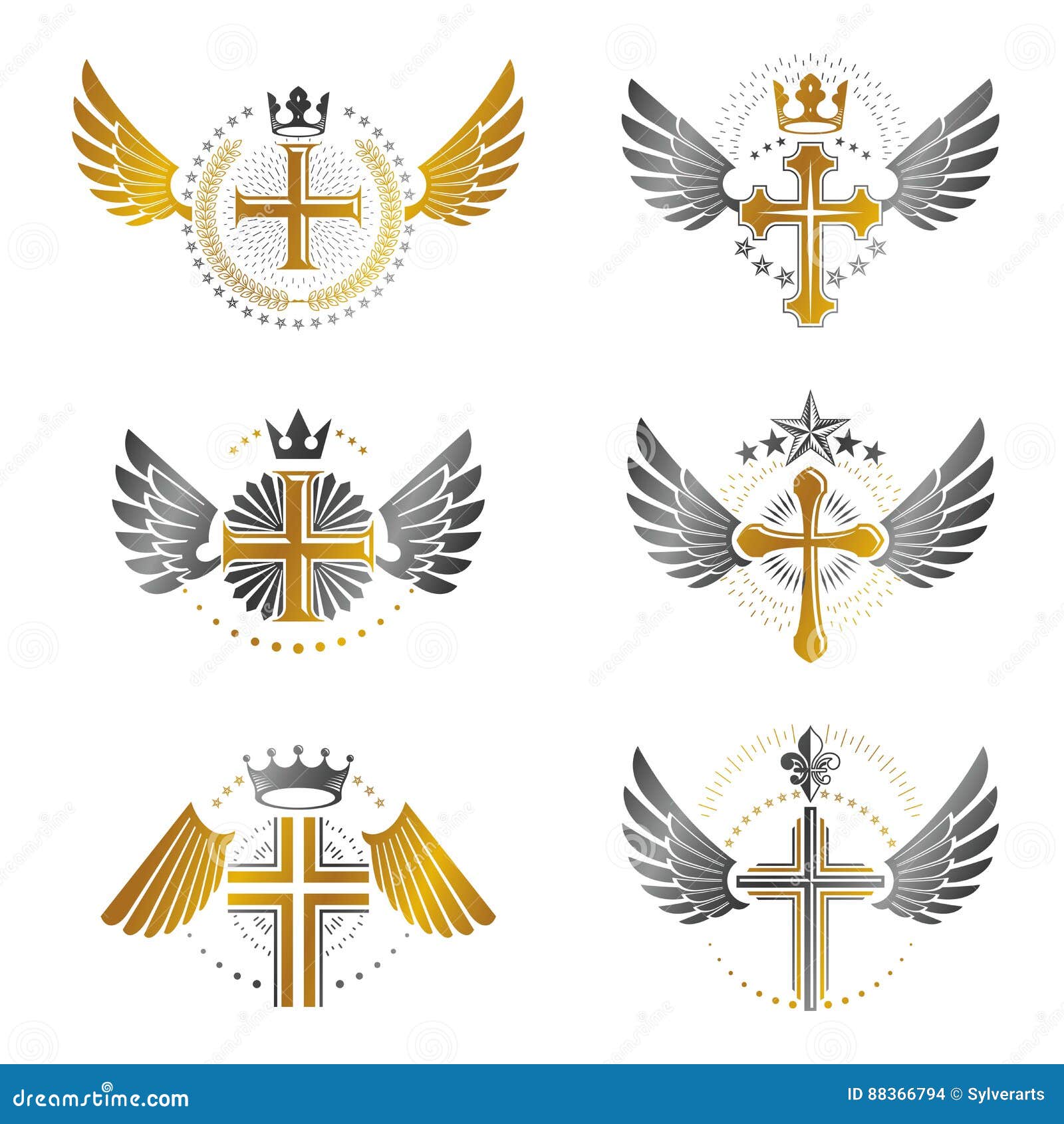 Crosses of Christianity Emblems Set. Heraldic Vector Design Elem Stock ...
