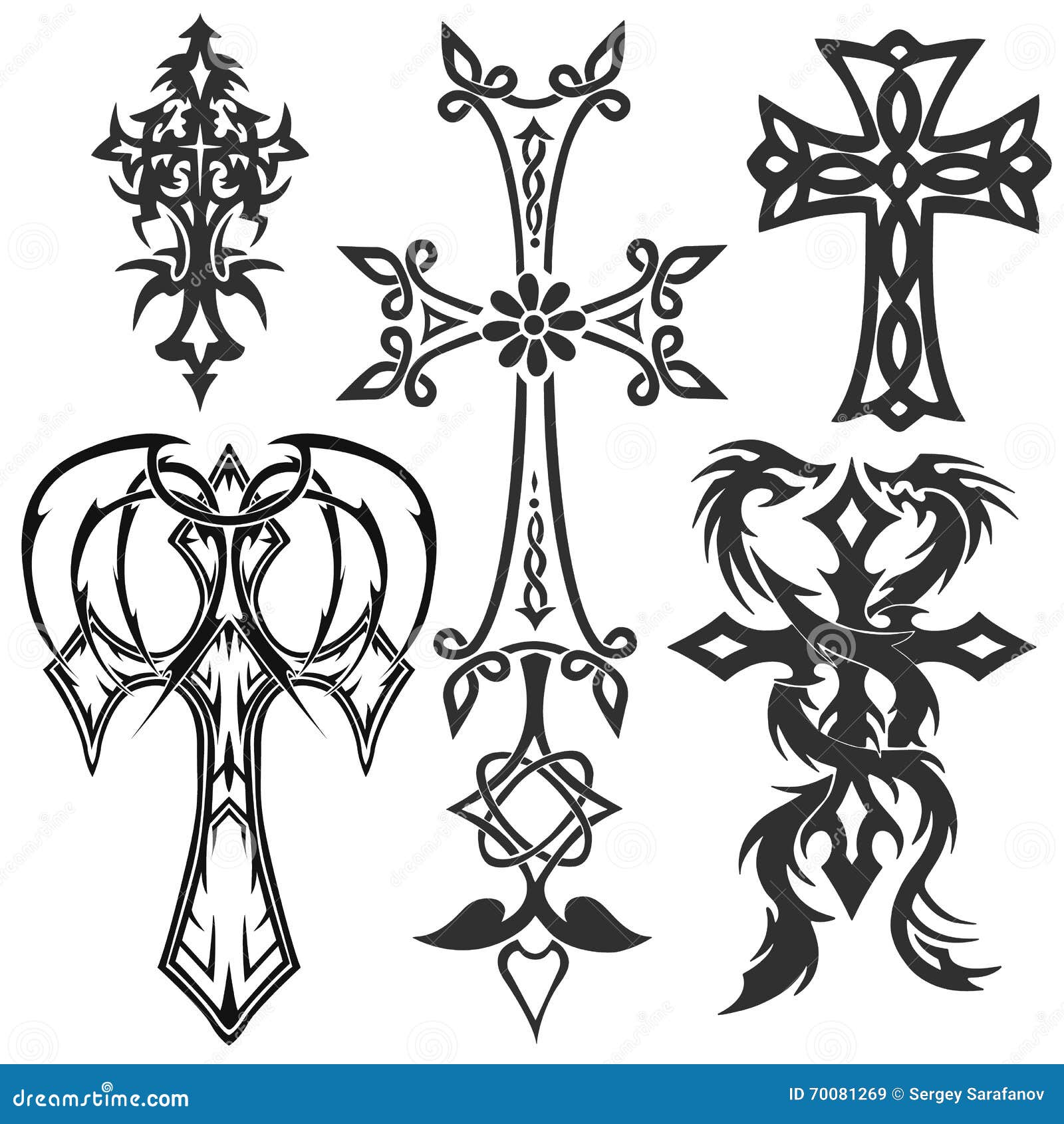 Crosses (crucifix) Tattoo. Religious Design Elements Stock Vector ...