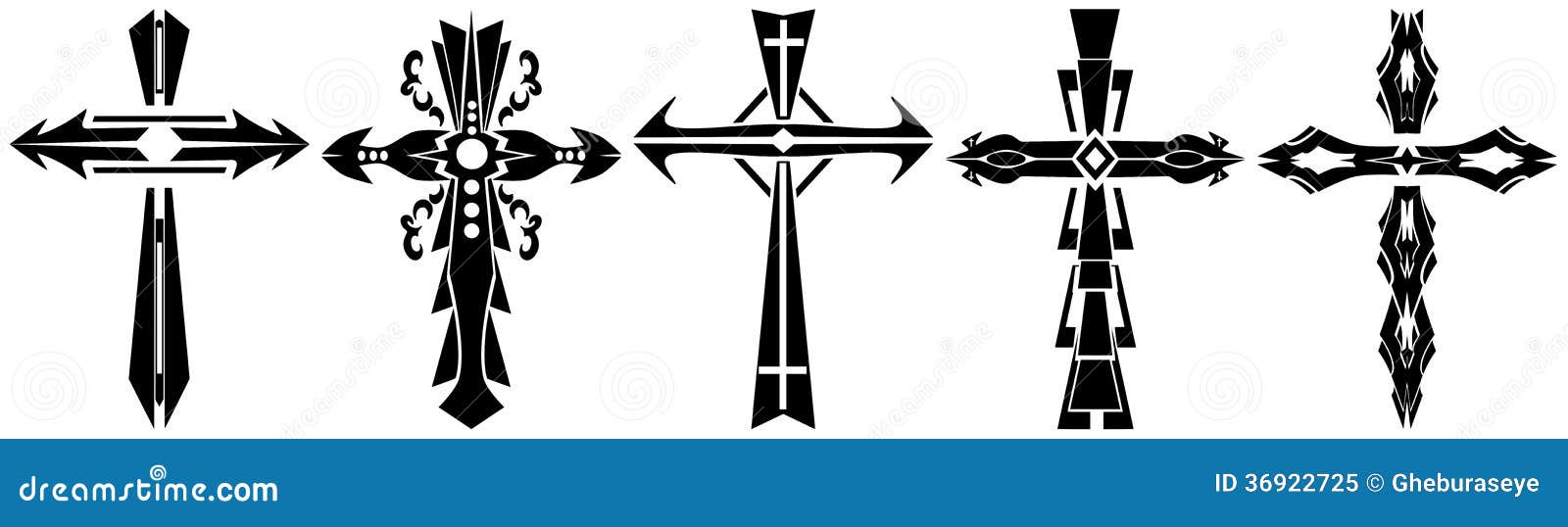 Set of Stylized Crosses in Black Isolated Stock Vector - Illustration ...