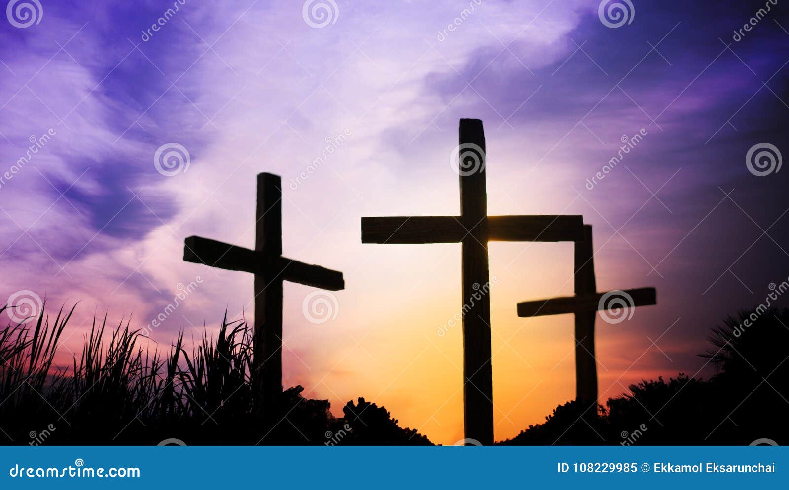 3 Crosses on the Mountain in Good Friday. Stock Image - Image of ...