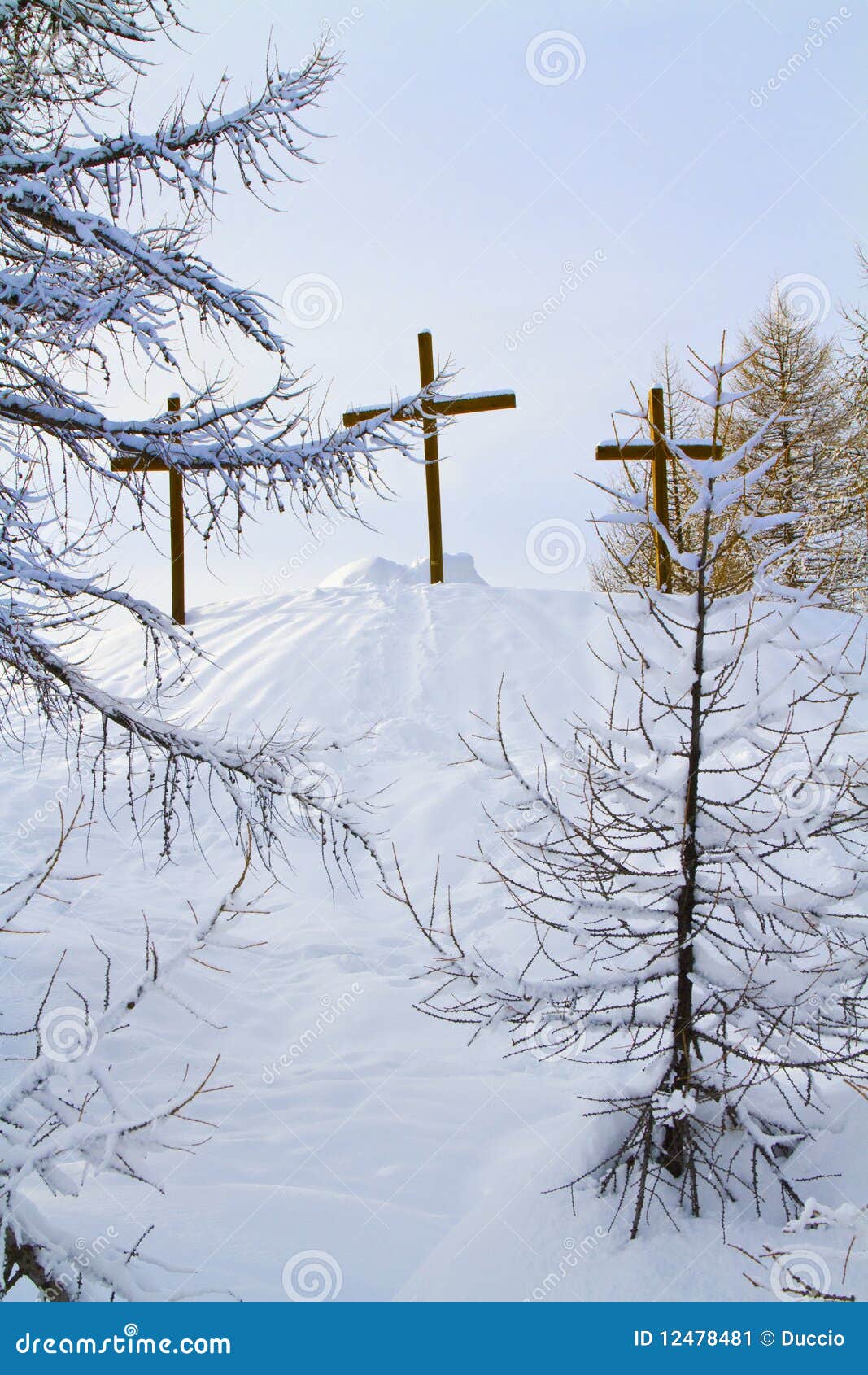 Crosses the snow stock image. Image of religious, faithful - 12478481