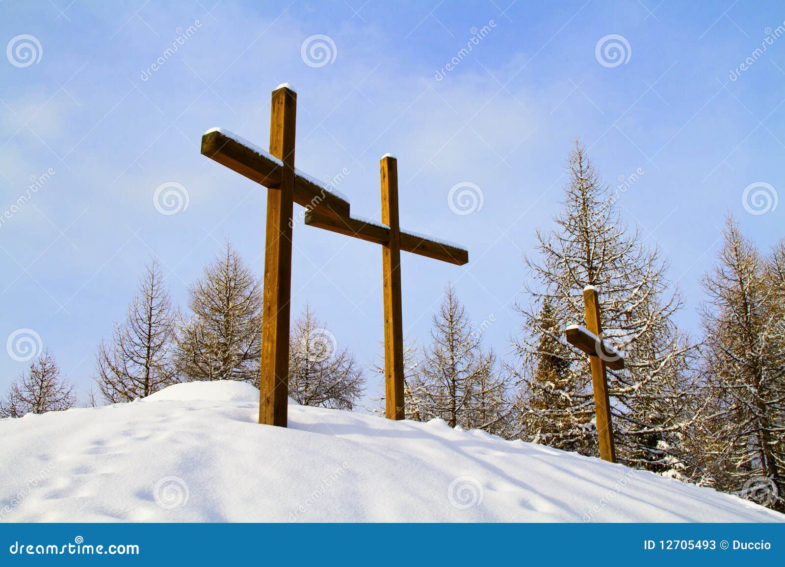 Crosses the snow stock image. Image of outdoors, religion - 12705493