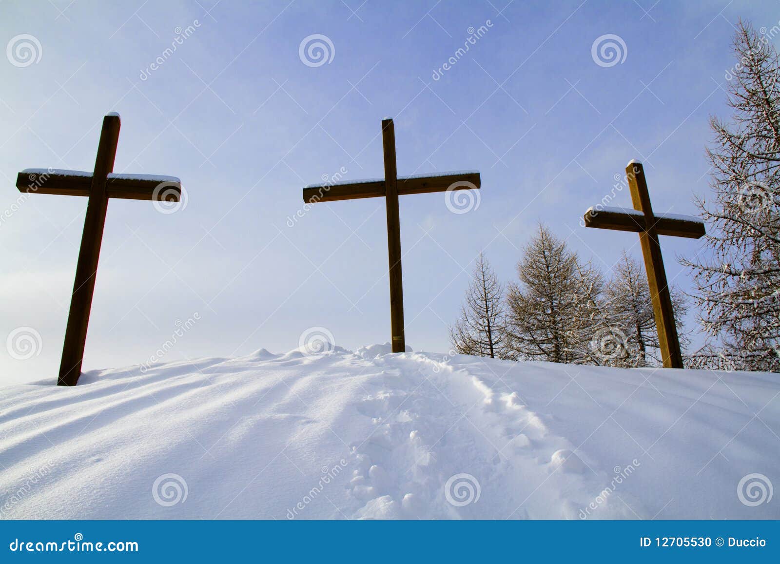 Crosses the snow stock photo. Image of blue, cold, pray - 12705530