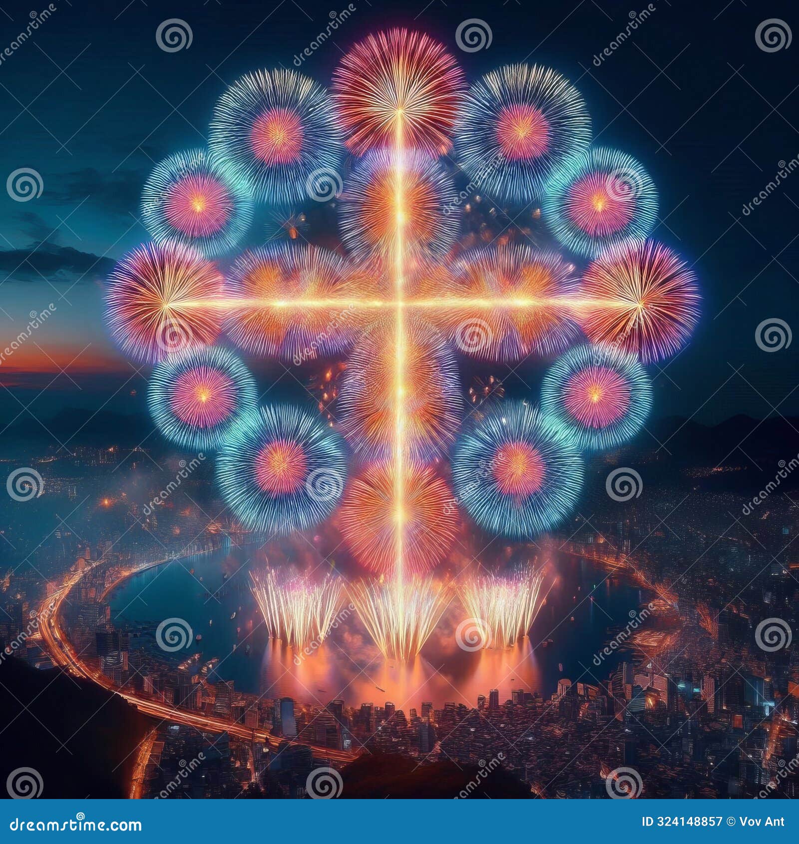 131 20. Crossette Shells_ Large, Spherical Fireworks that Explo Stock ...