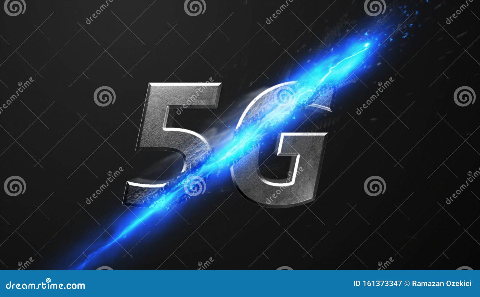 Crossfire Effects 5G on Dark Backgorund, 3D Render Stock Illustration ...