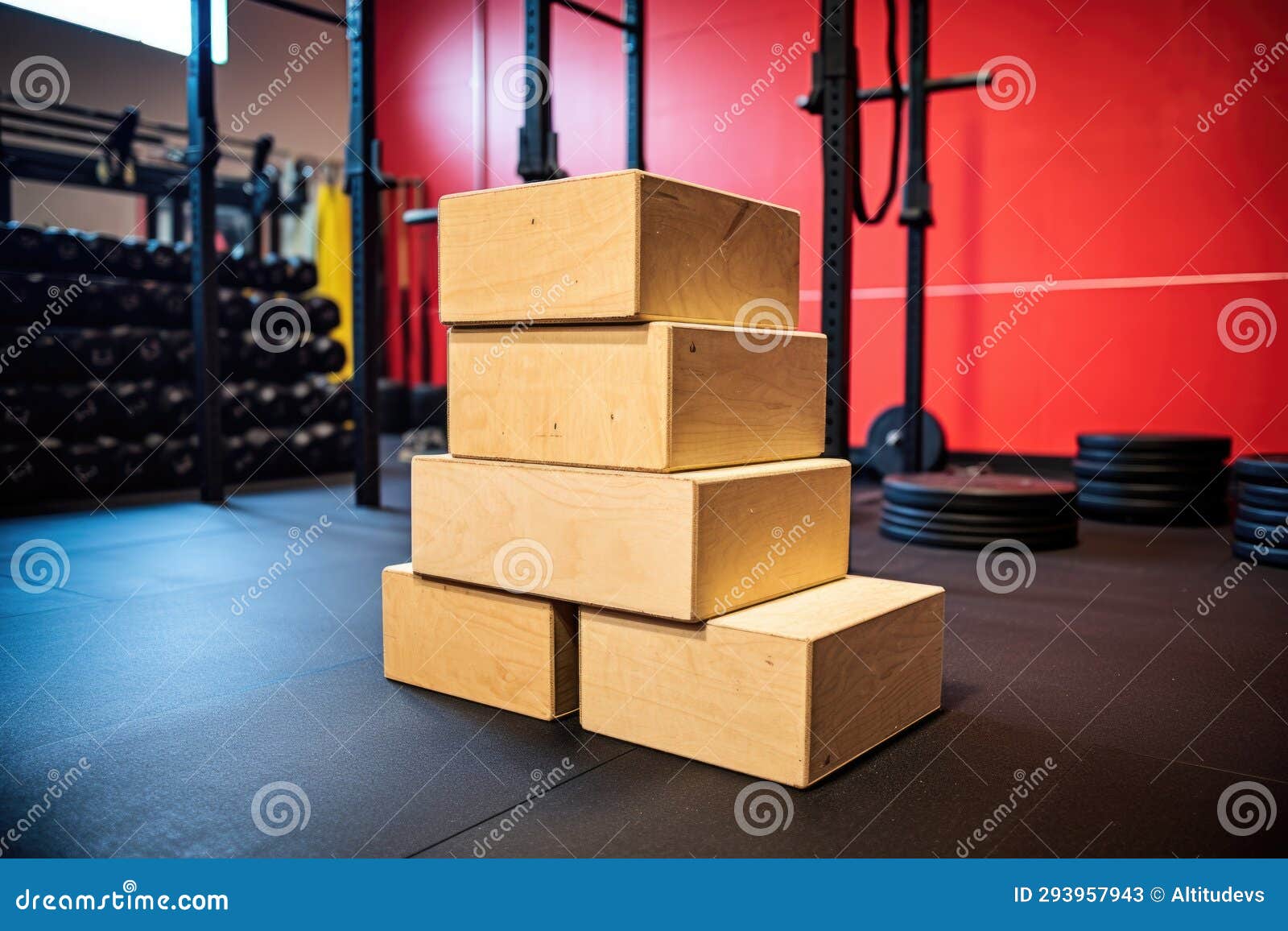 Crossfit Jump Box Stacked in a Corner of the Gym Stock Image - Image of ...