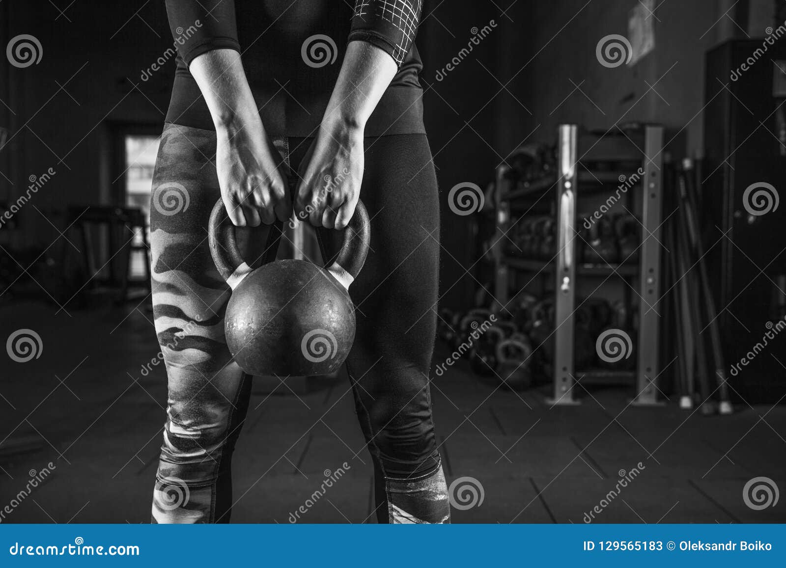 Crossfit Kettlebell Training in Gym. Stock Image - Image of ...