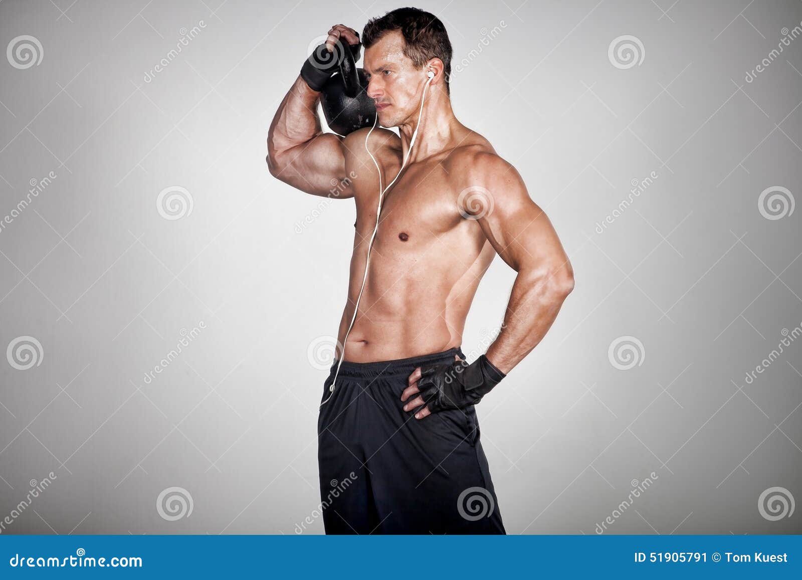 Crossfit Man Holding Kettlebell Stock Image - Image of training ...