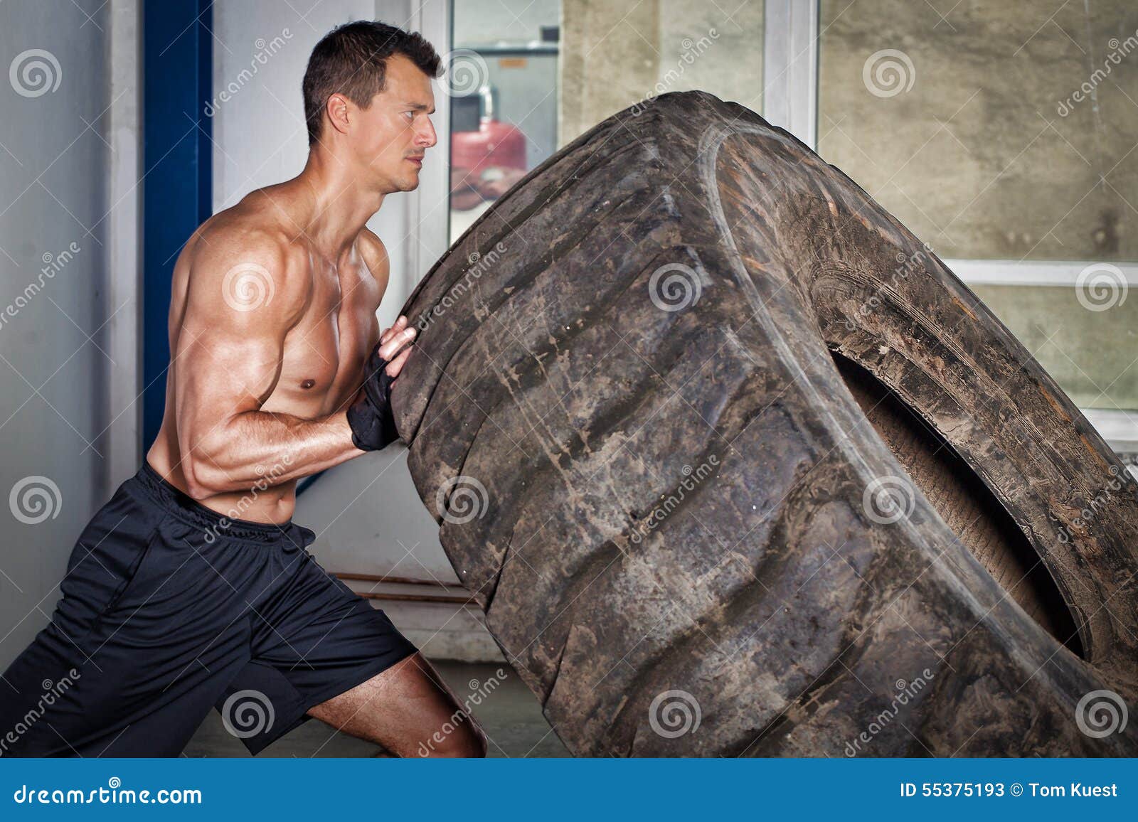 Crossfit Training - Man Flipping Tire Stock Image - Image of huge ...