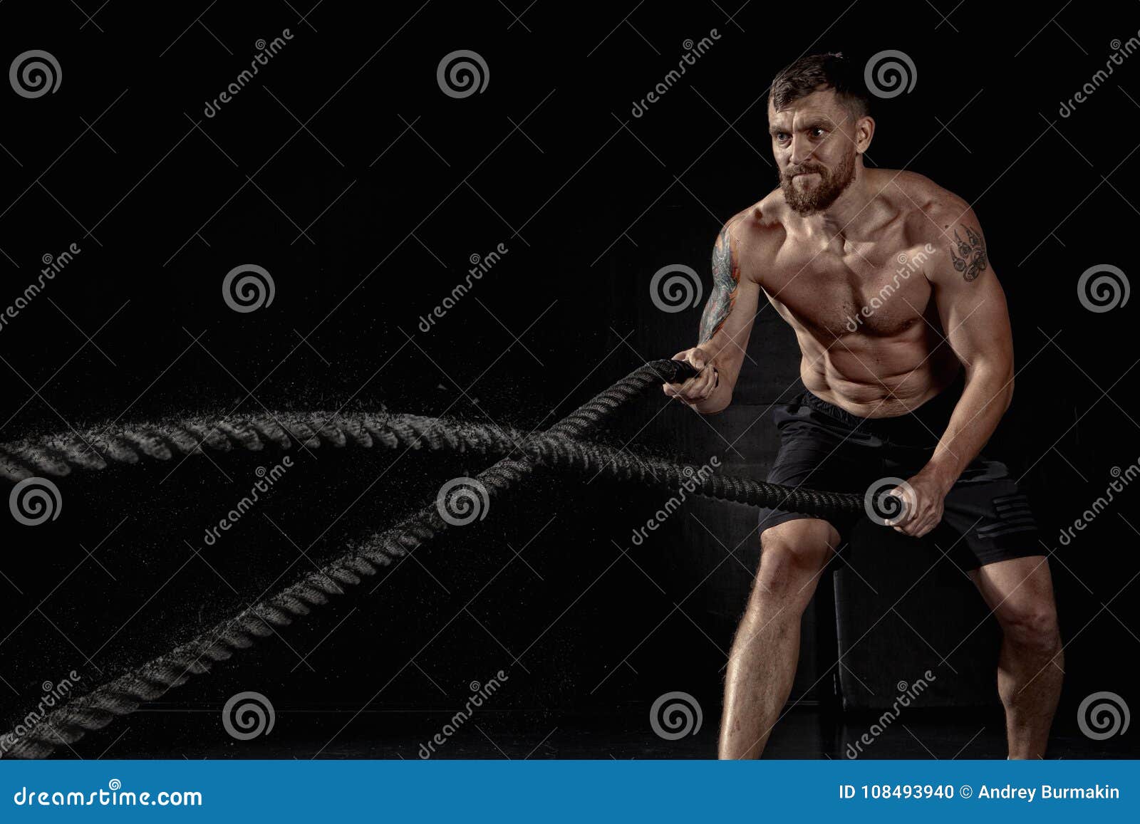 Crossfit training. Ropes stock photo. Image of person - 108493940