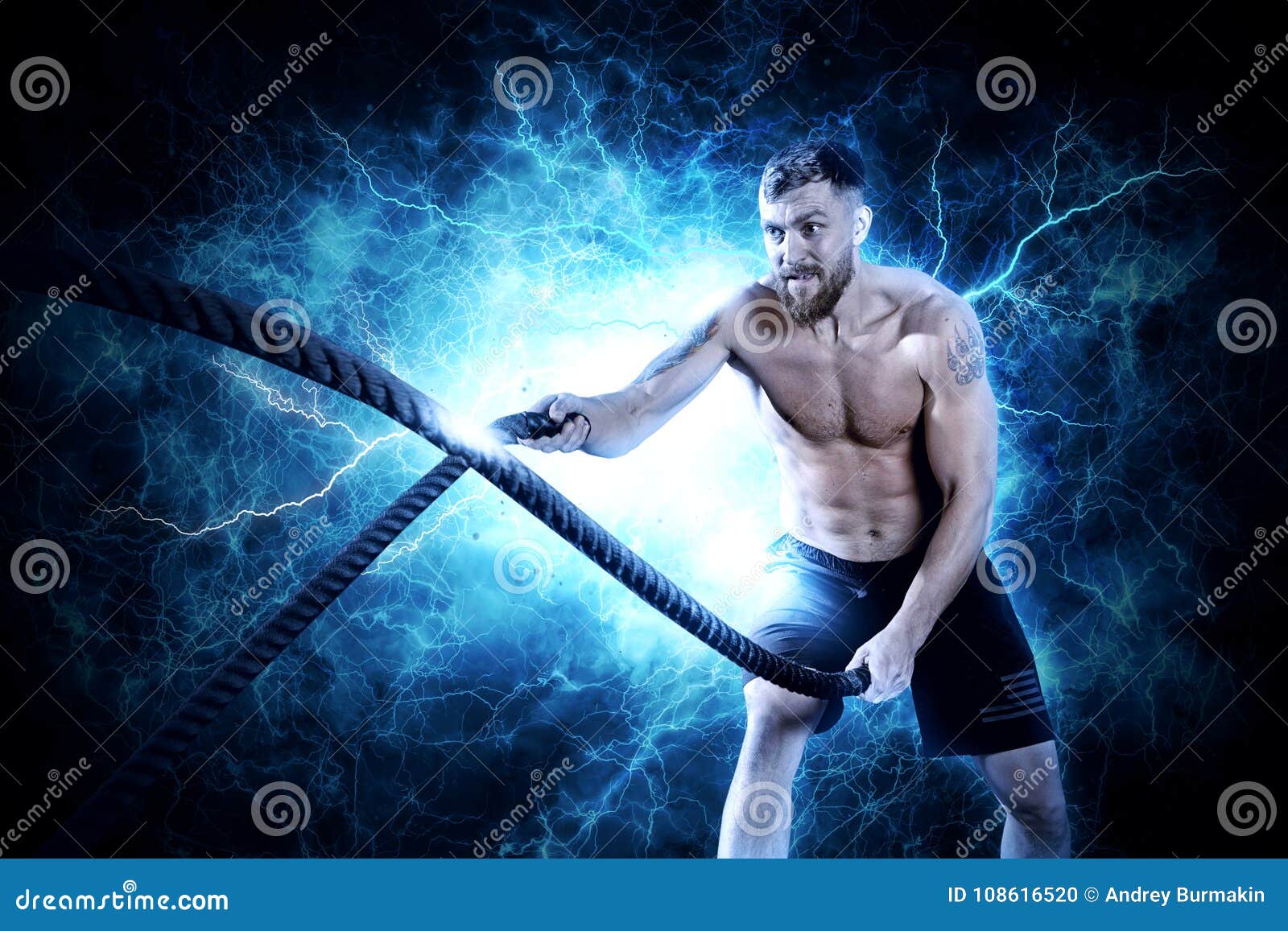 Crossfit training. Ropes stock photo. Image of length - 108616520