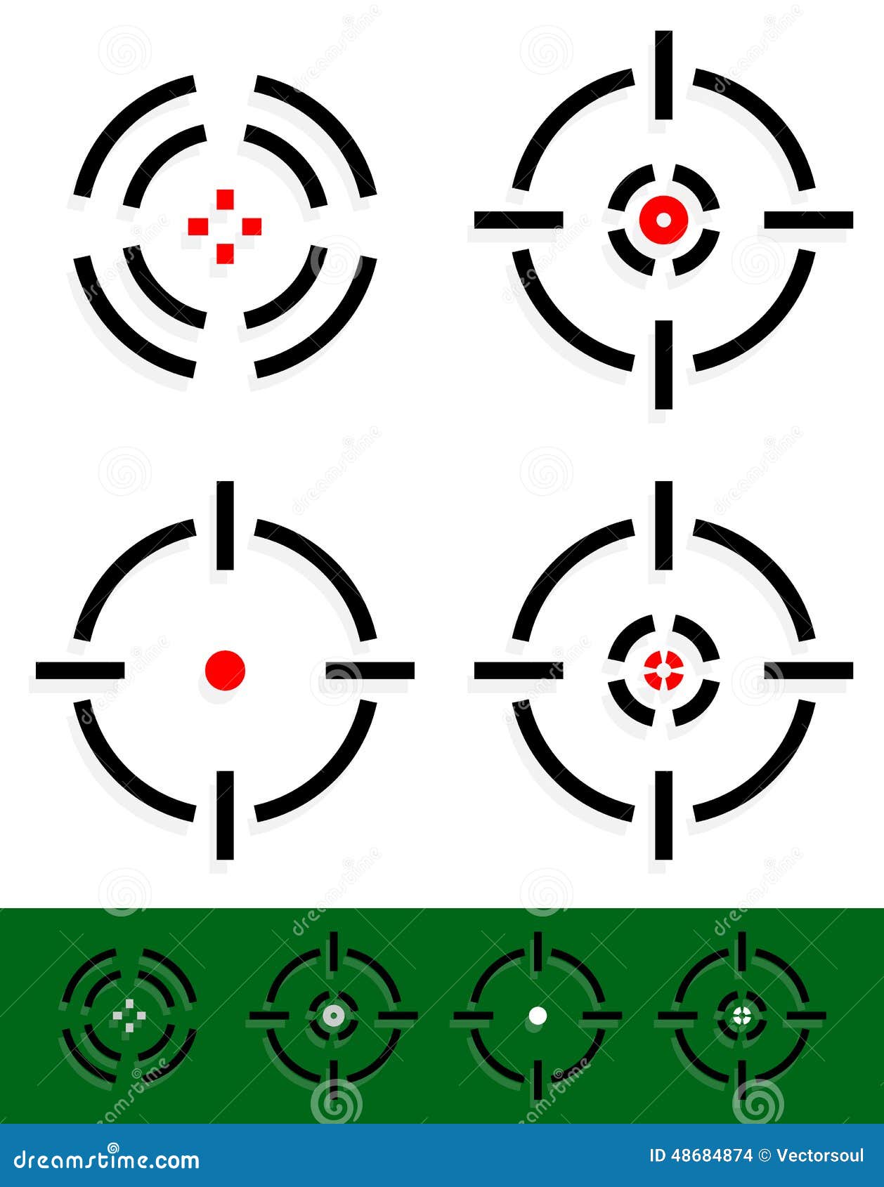 Crosshair, Reticle, Target Mark Set. 4 Different Cross-hairs. Stock ... Crosshair, Reticle, Target Mark Set. 4 Different Cross-hairs. Stock ...