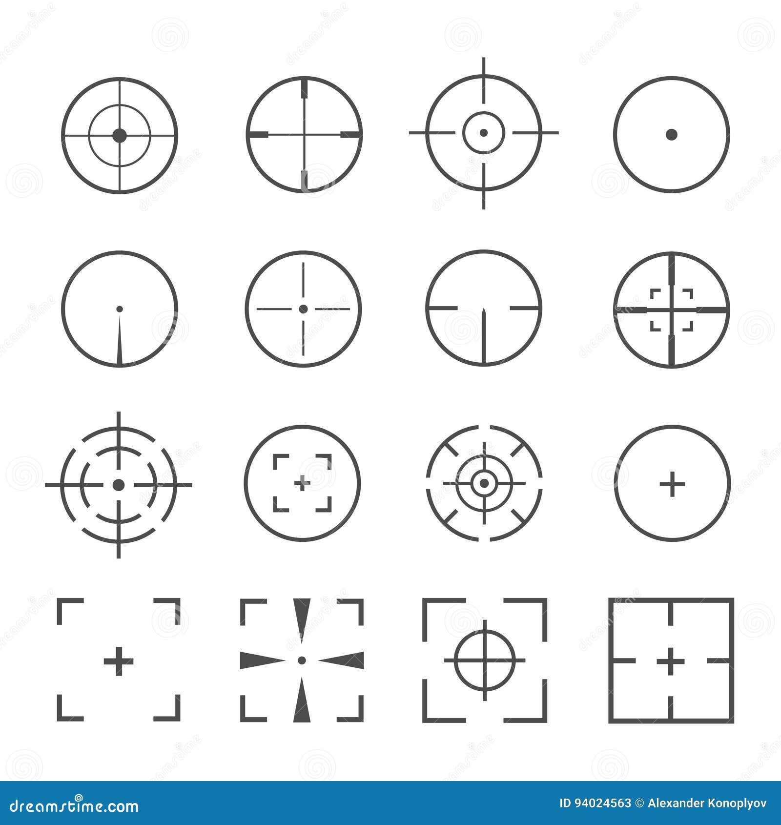 Crosshairs icon vector set stock vector. Illustration of shooting ...