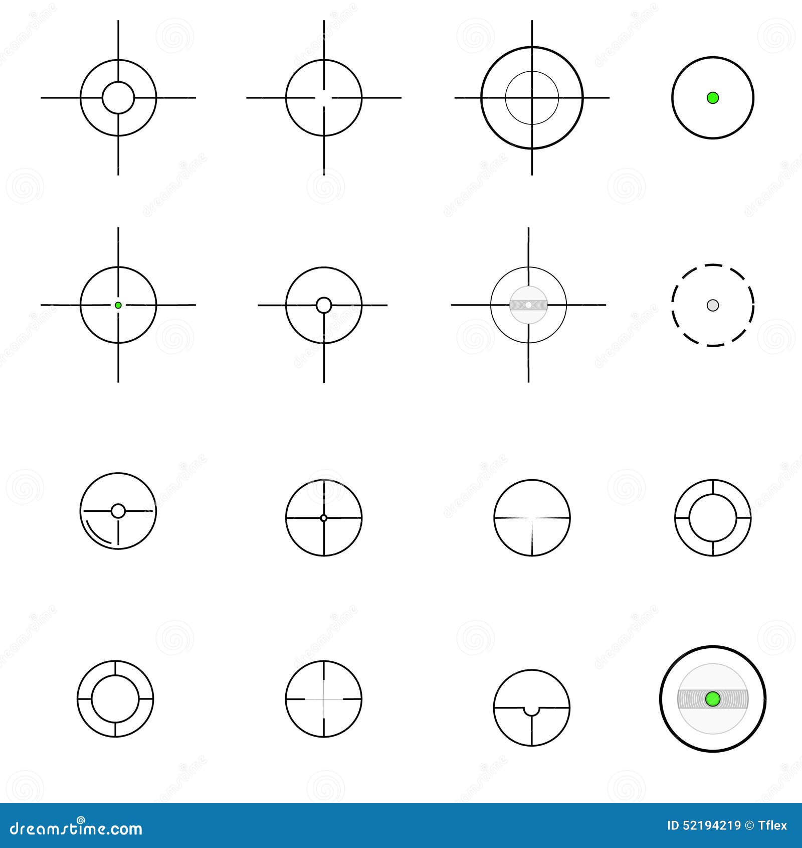 Crosshairs Icons Set On White Background. Target Aim And Aiming To ...