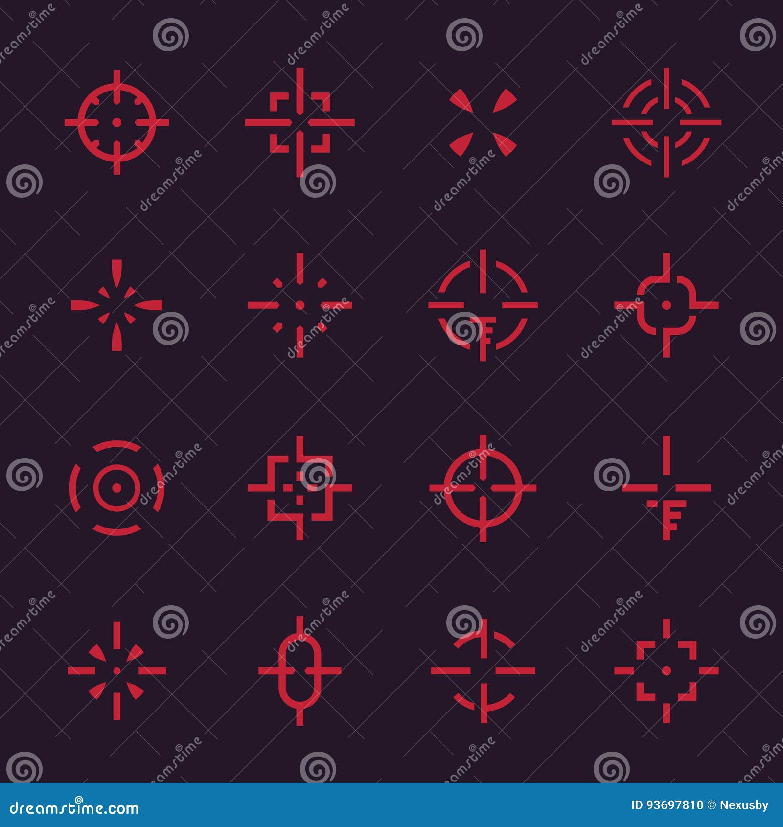Crosshairs Set, Vector Elements for Interfaces Stock Vector ...