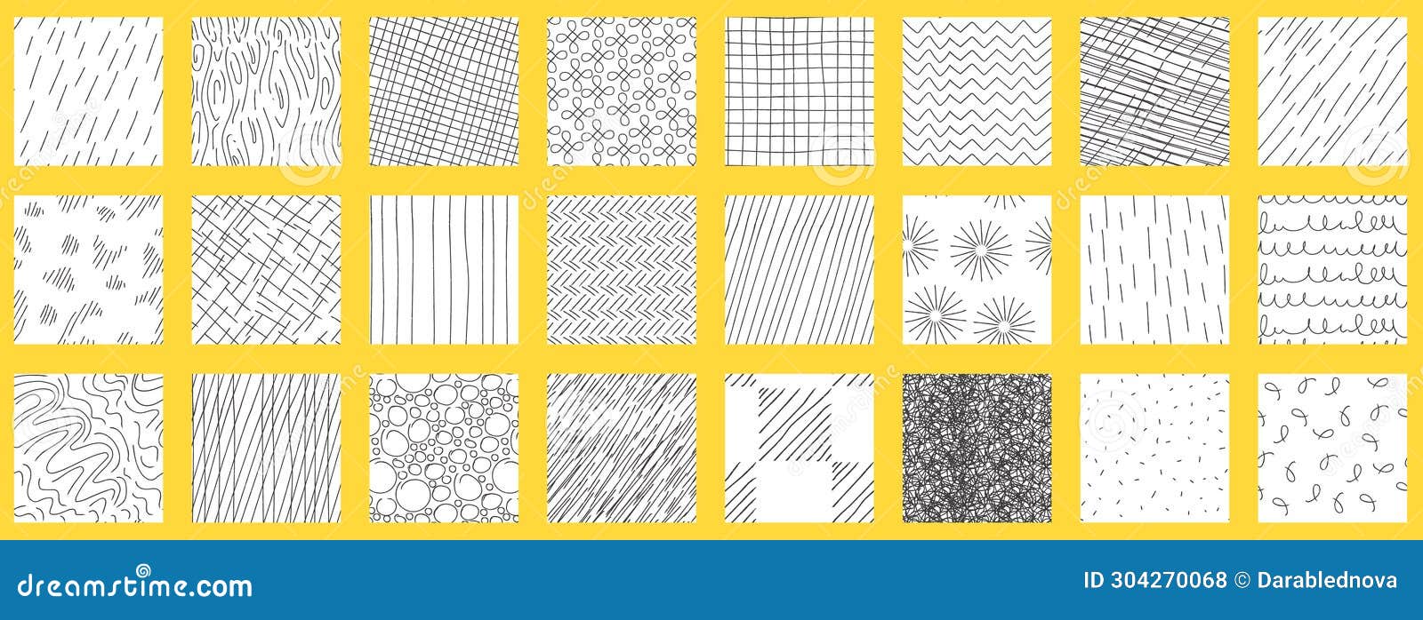 Crosshatch Pattern Set. Different Seamless Textures Made in Hand Drawn ...