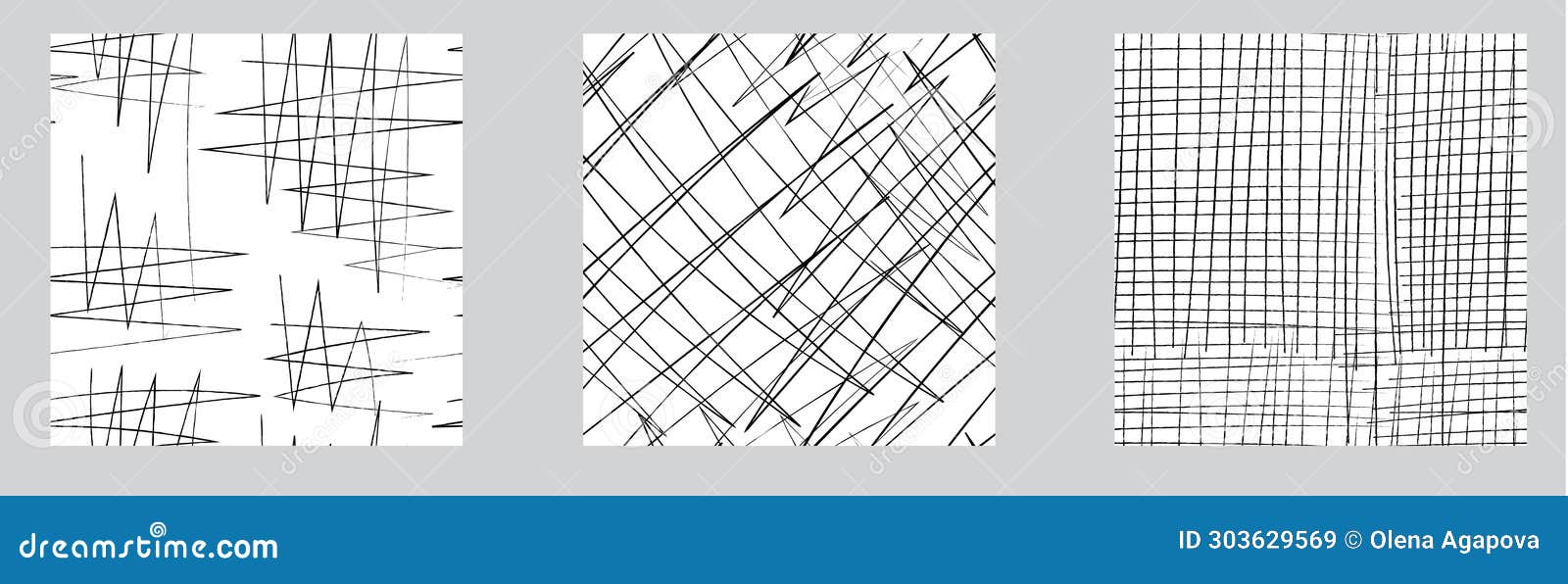Crosshatch Pattern Set. Seamless Hand Draw Pattern. Simple Crosshatch ...