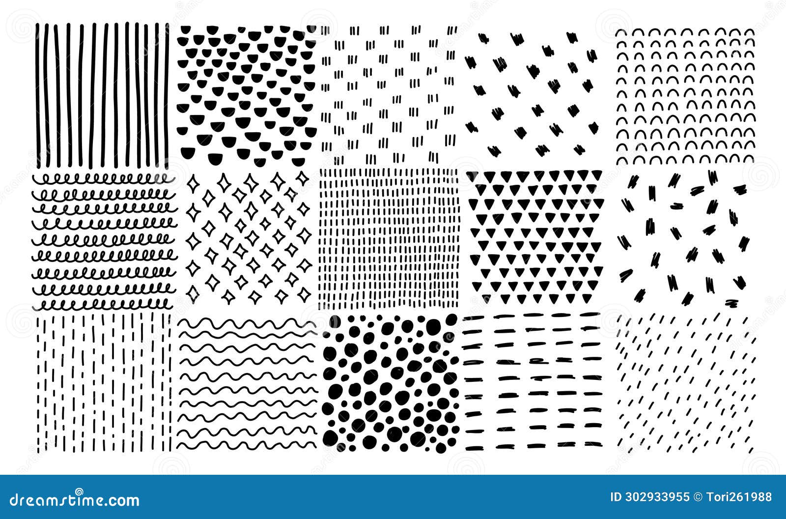 Crosshatch Patterns Set in Hand Drawn Doodle Style Stock Vector ...