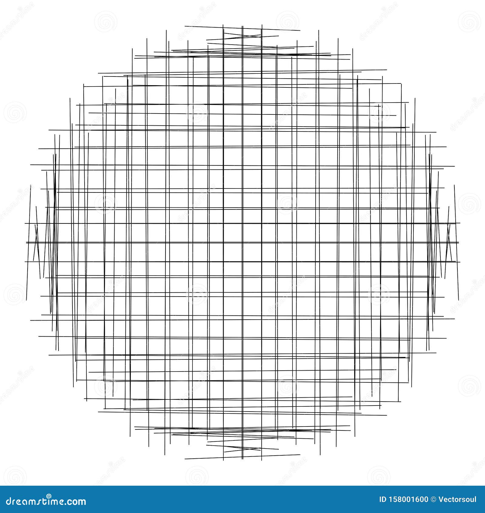 Crosshatch, Tangle Lines Circle. Scribble, Sketchy Random Intersecting Lines Grid, Mesh ...