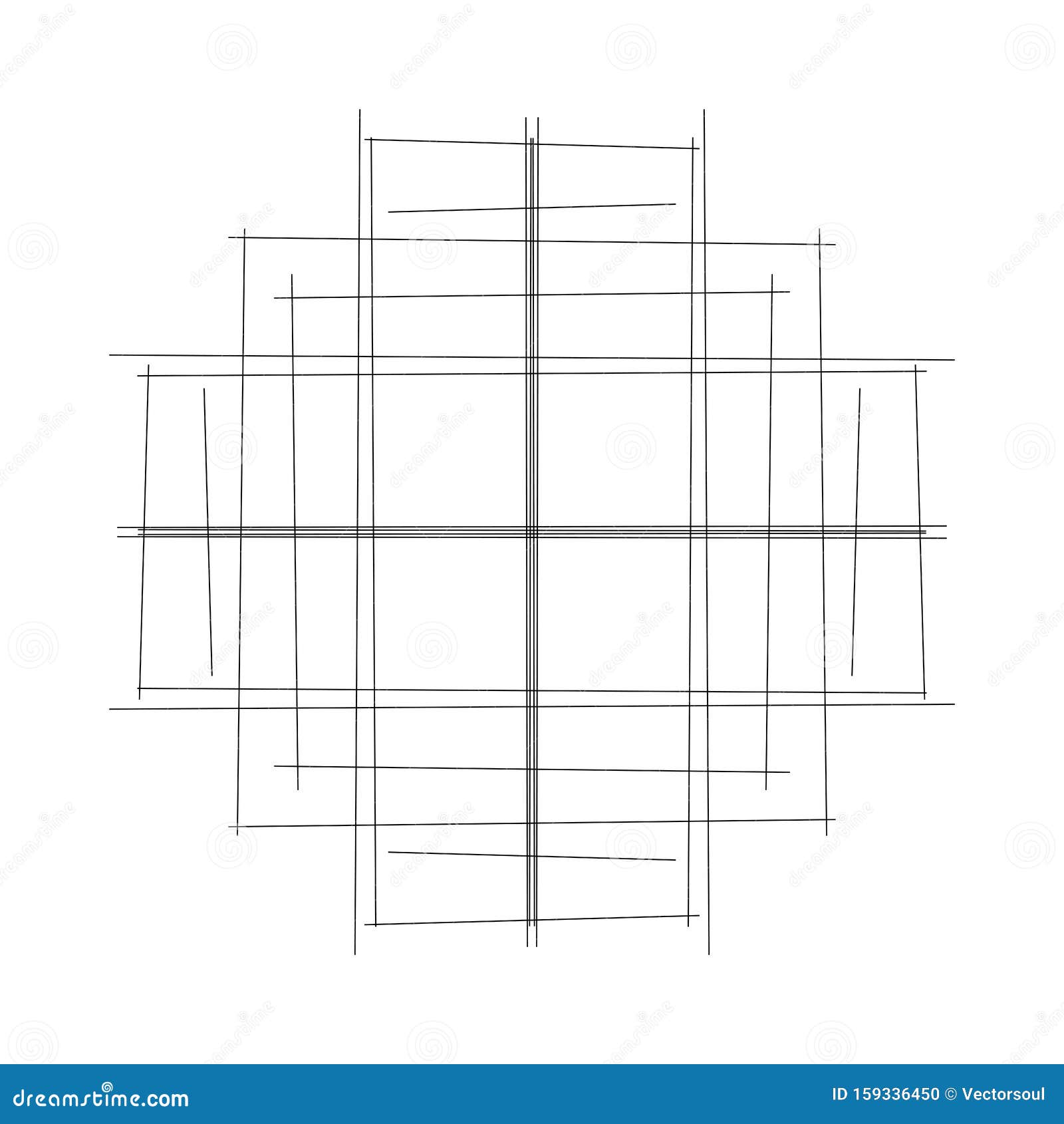 Crosshatch, Tangle Lines Circle. Scribble, Sketchy Random Intersecting Lines Grid, Mesh ...