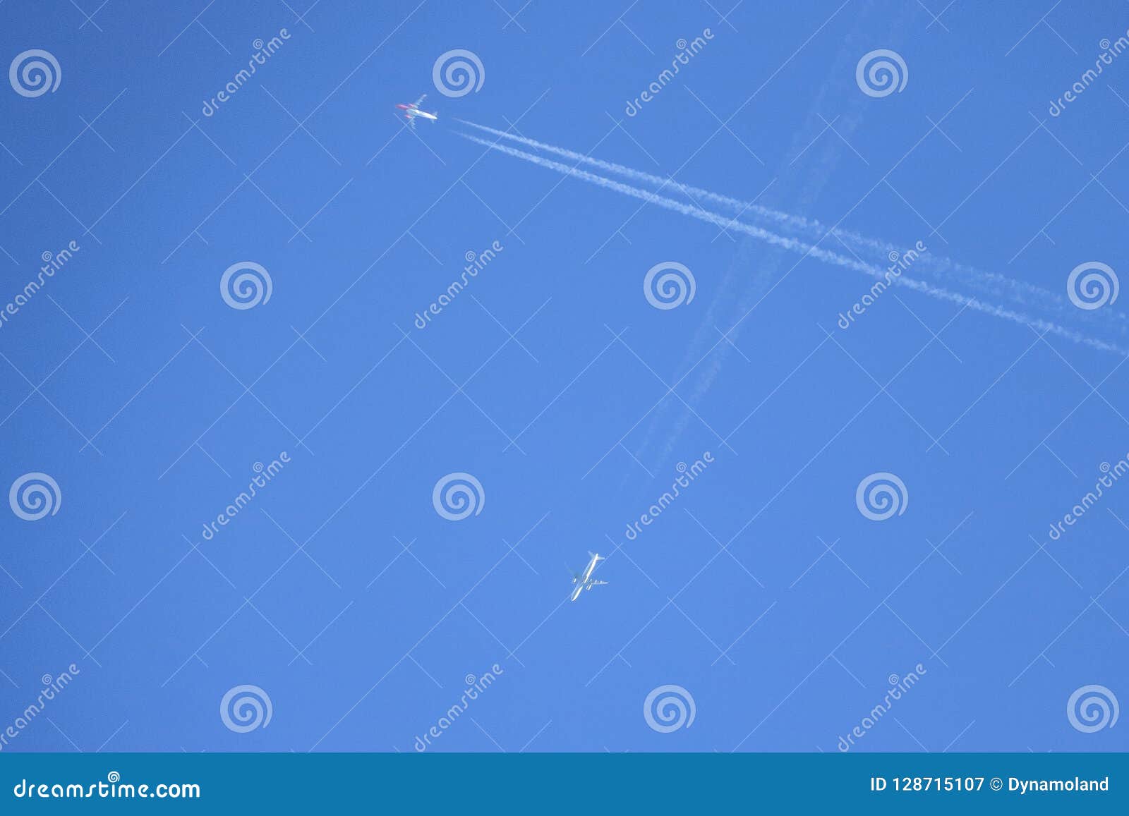 Crossing Airplanes at the Blue Sky Stock Image - Image of crossing ...
